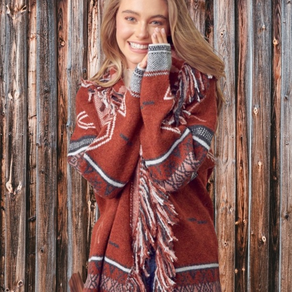 Sweaters | New Native Print Fringed Tribal Sweater | Poshmark